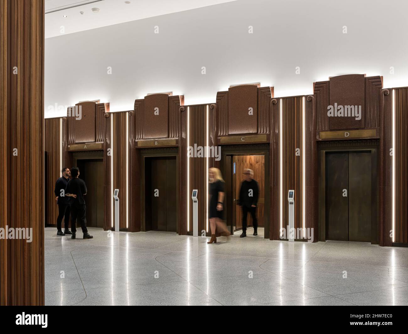 Lobby with refurbished heritage lifts. 44 Martin Place, Sydney ...