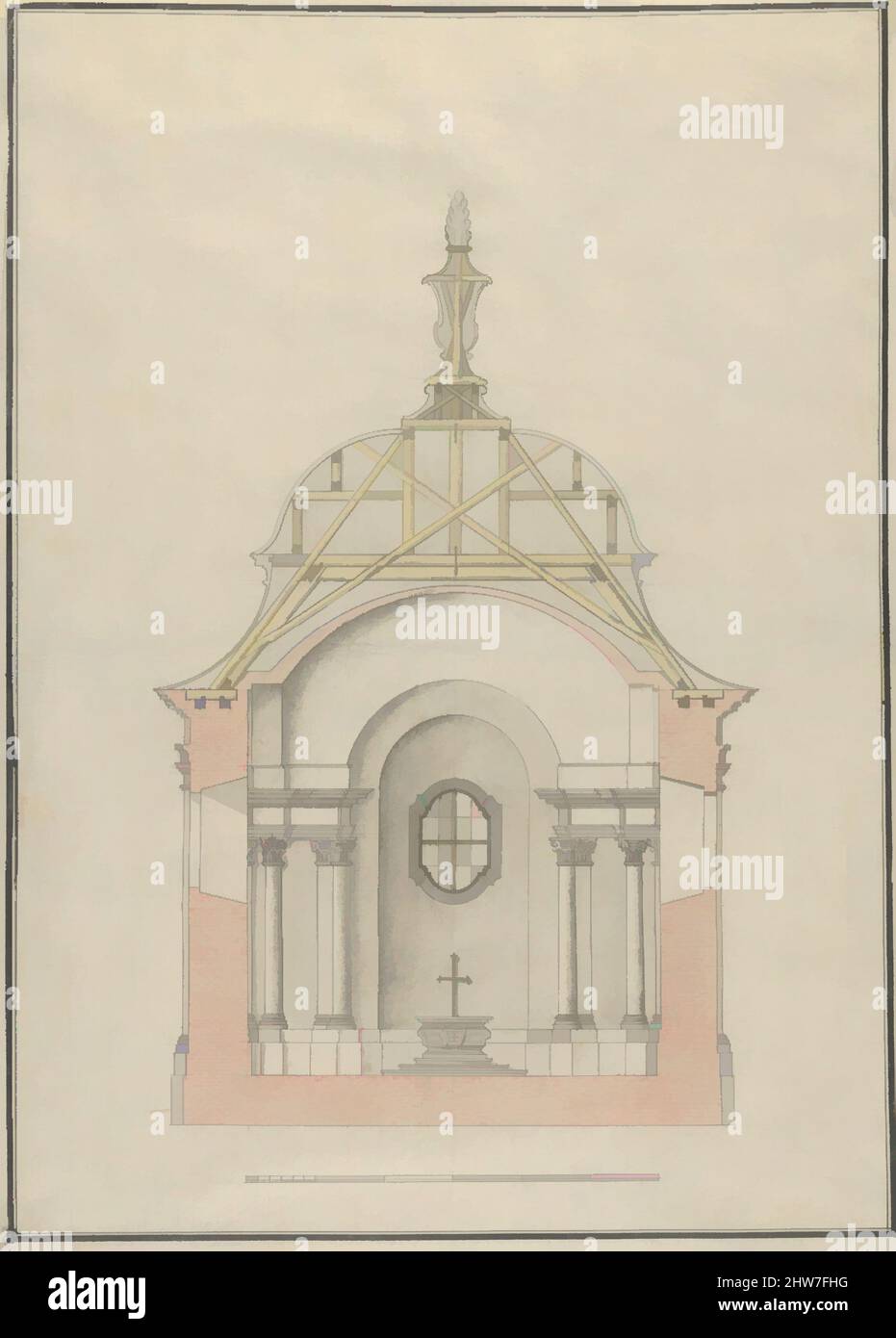 Art inspired by Cross Section of a Baroque Church or Chapel with a Bell ...