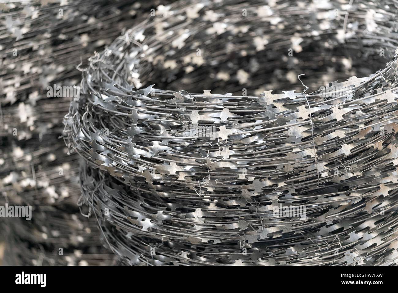 reel of barbed wire. Advertising background for the manufacturer and ...