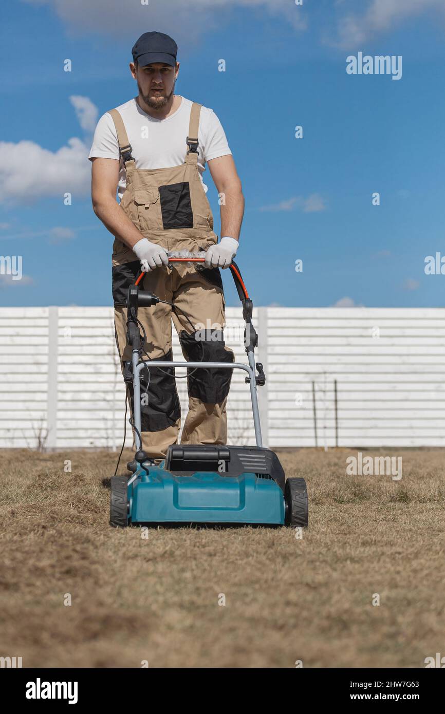 Lawn thatch rake hi-res stock photography and images - Alamy