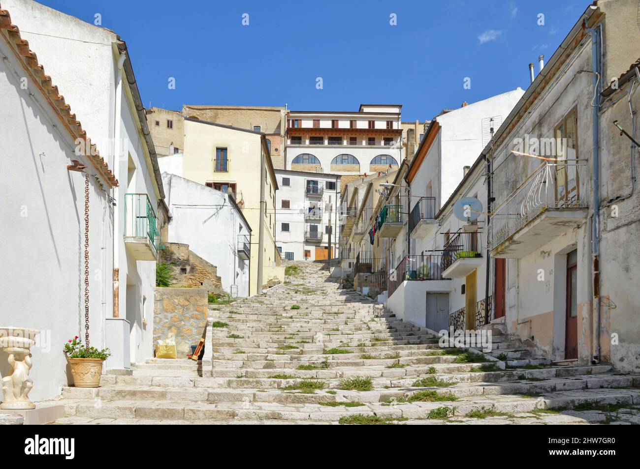 Characteristic narrow street in Acerenza, an old village in the ...