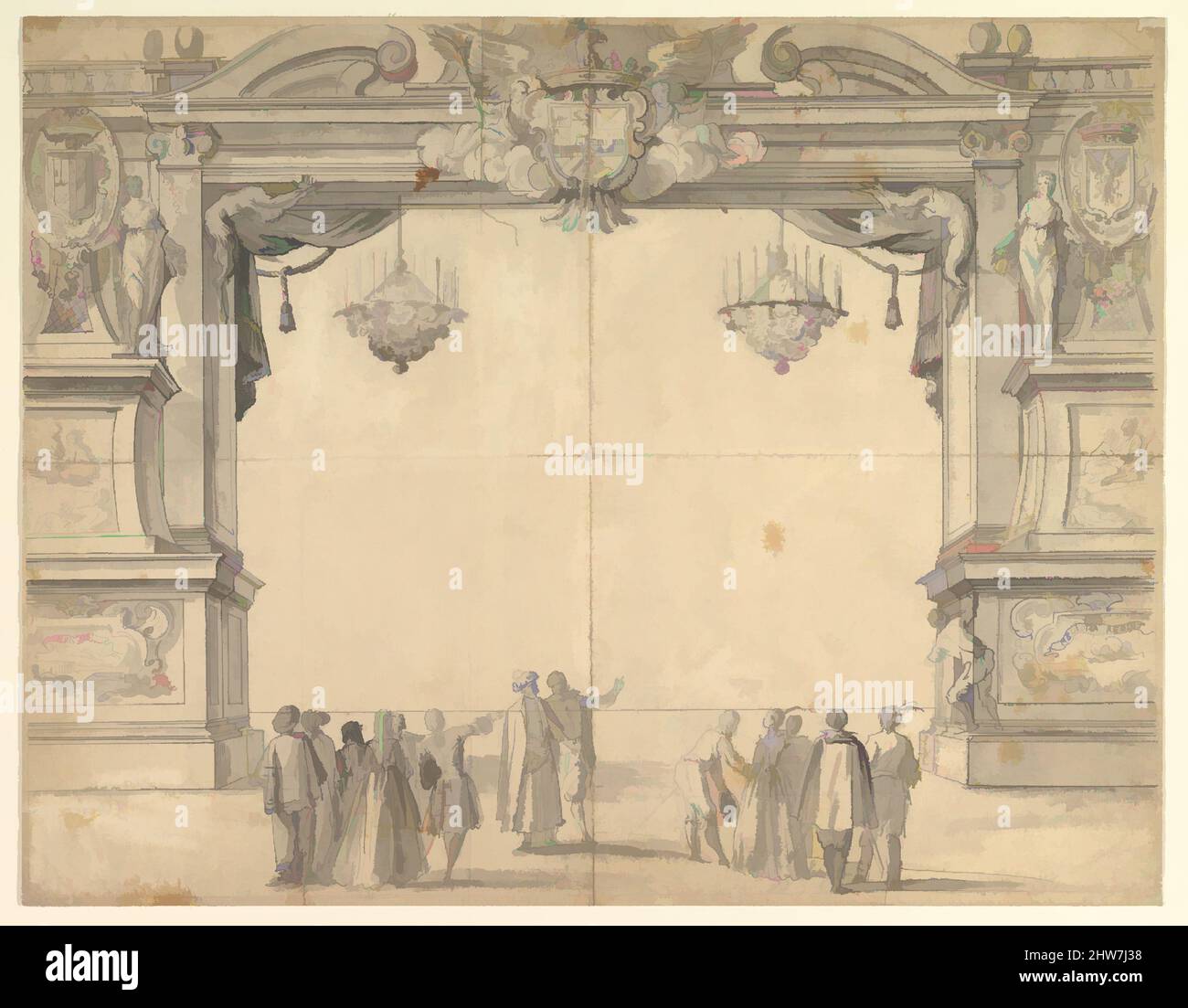 Art inspired by Proscenium Arch of a Court Theater, 18th century, Pen ...