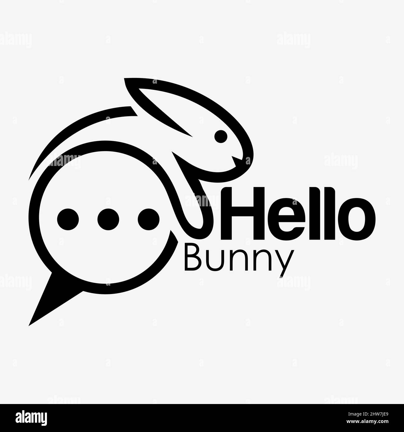 Hello Bunny Icon Vector. Flat design. Vector Illustration on white ...