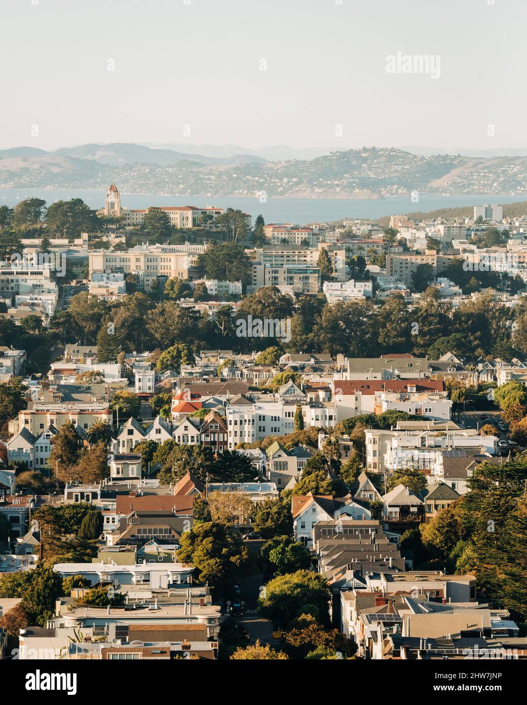 Evening view from the overlook at Tank Hill Park, in San Francisco ...