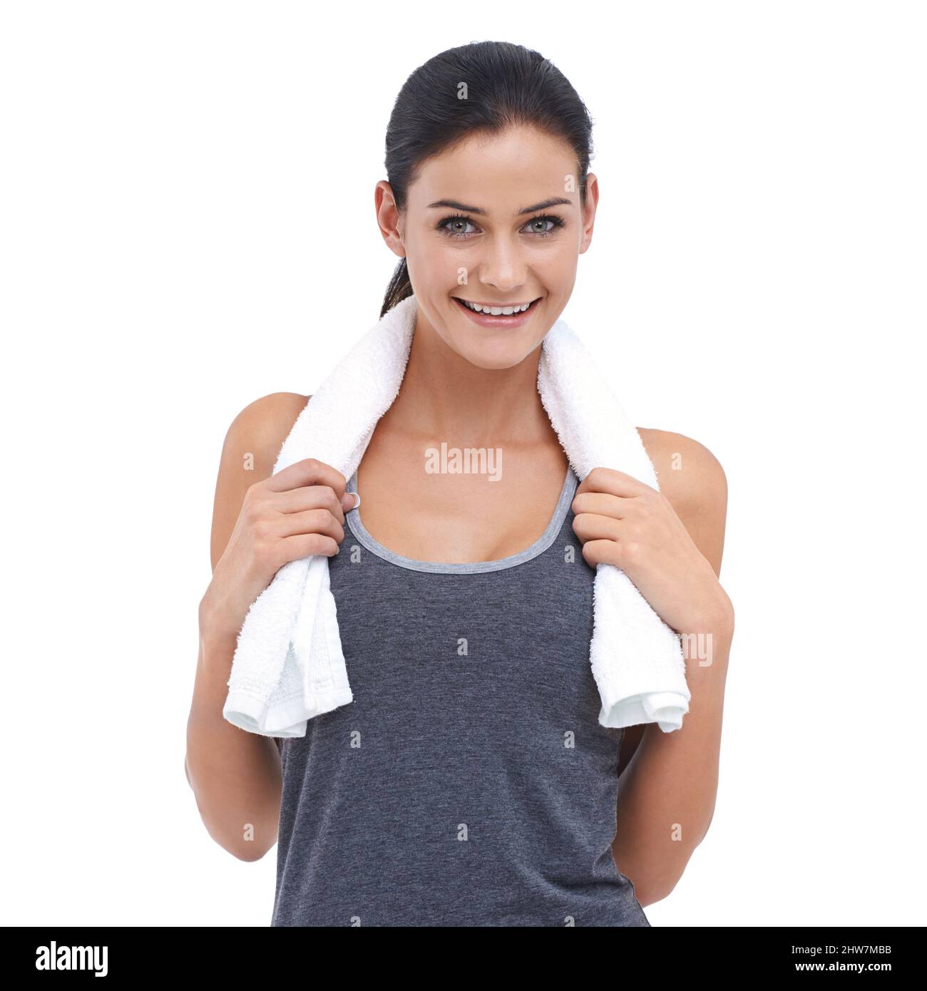 Staying heal. Studio portrait of a fit young brunette woman in workout ...