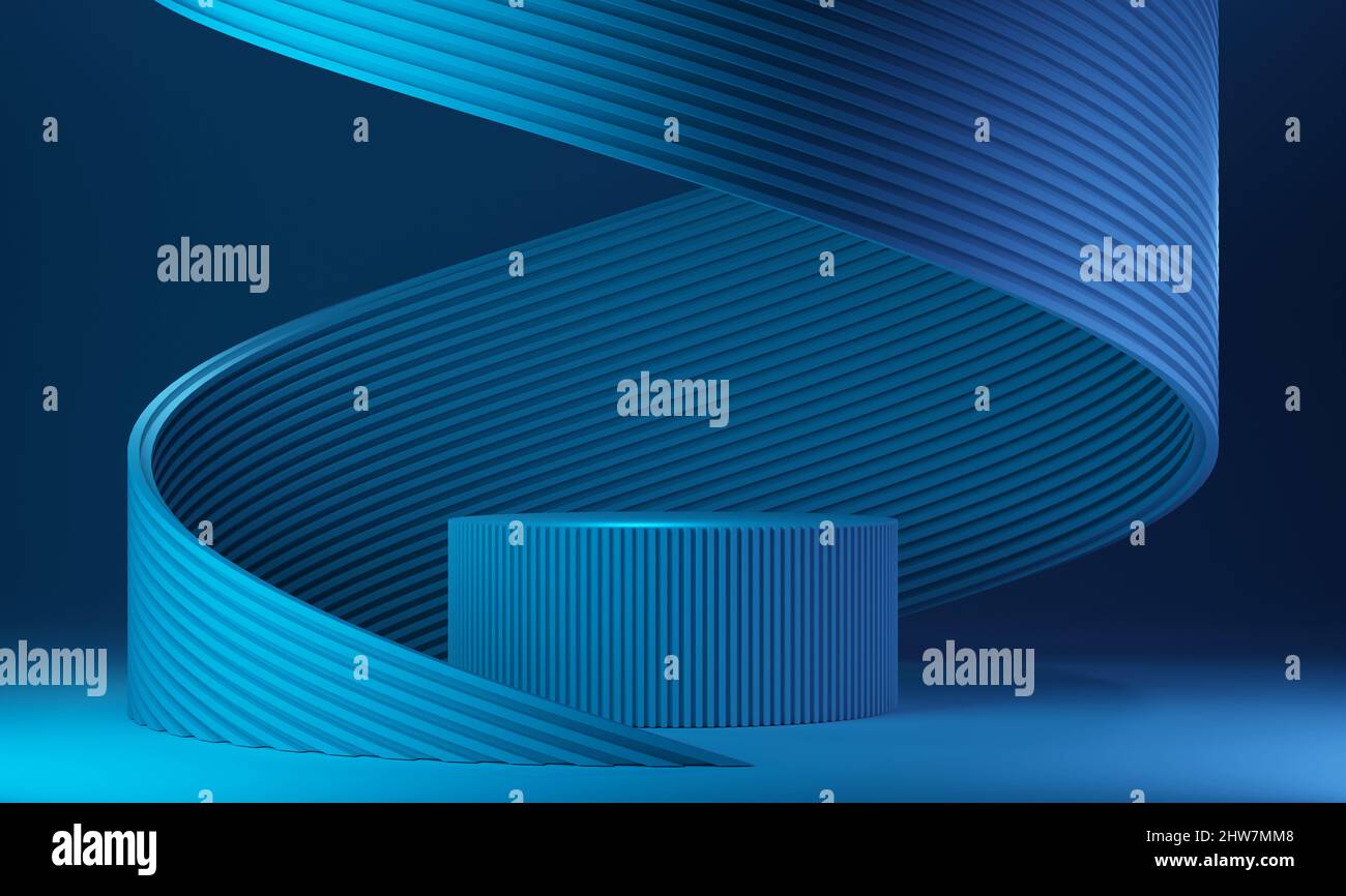 Blue premium product display podium on dark blue background Stock Photo ...