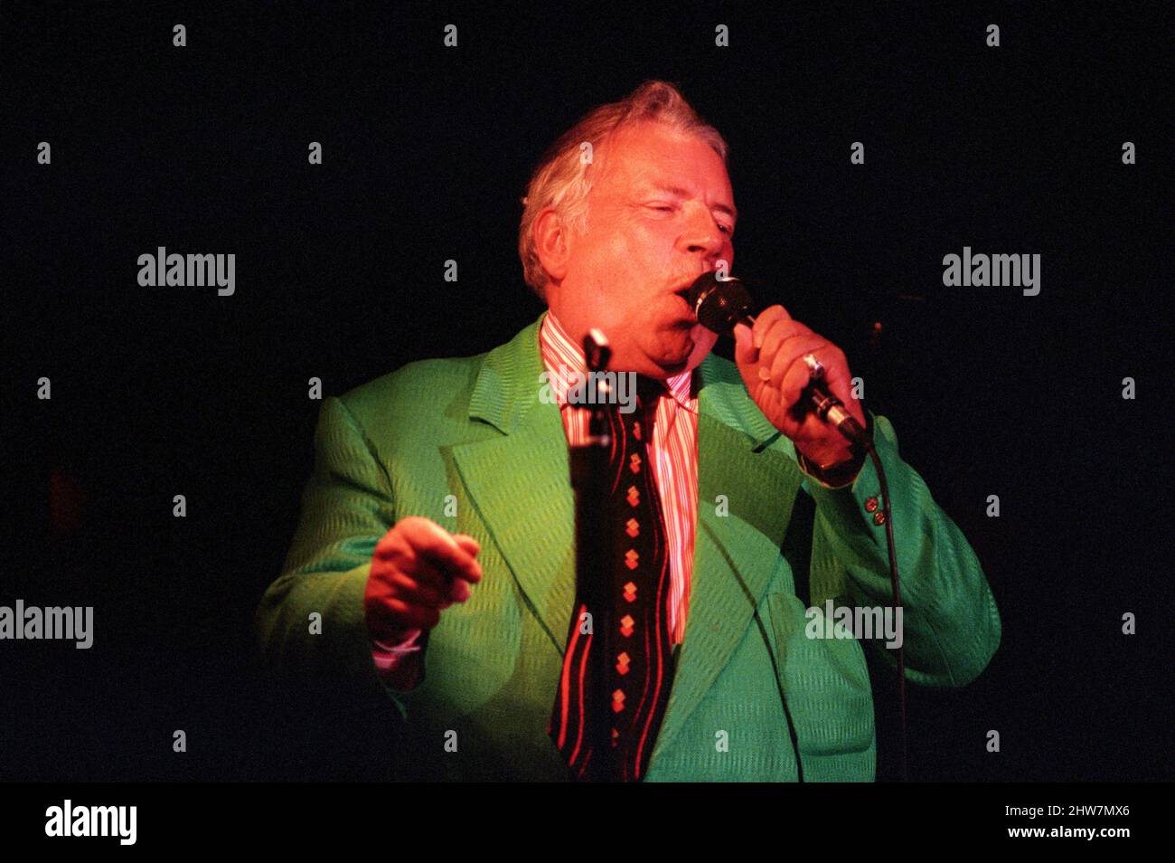 George Melly in concert in The Green Room of the Cafe Royal in London ...