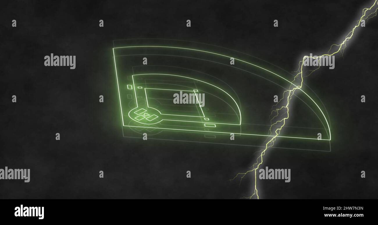 Image of neon green basketball field and lightnings Stock Photo - Alamy