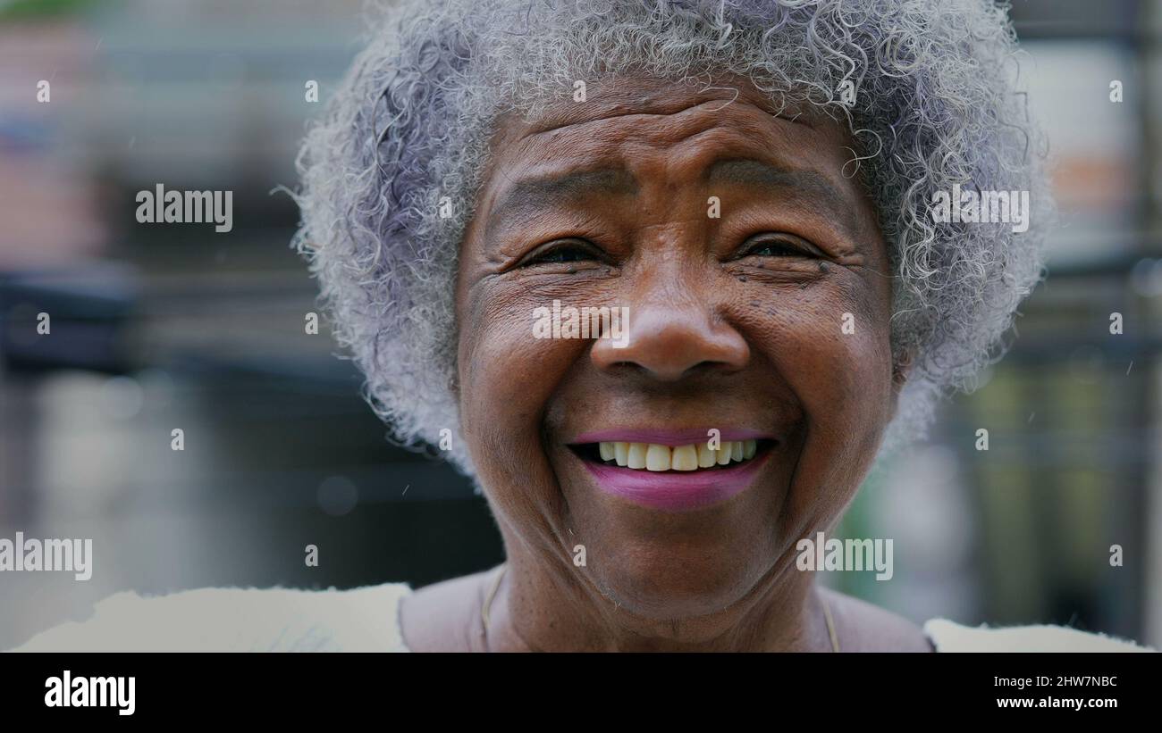 A Happy senior Brazilian woman portrait face closeup smiling Stock ...