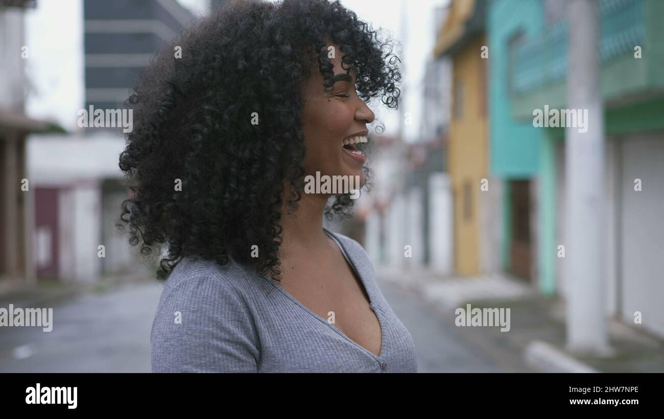 One happy woman laughing and smiling person real life laugh and smile ...