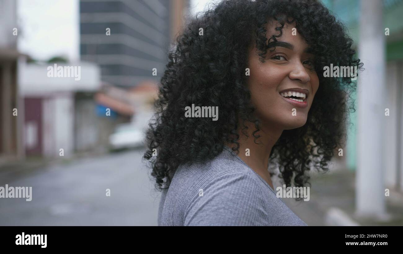 One happy woman laughing and smiling person real life laugh and smile ...