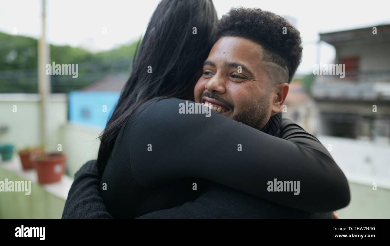 Two friends hugging each other casual male and female friendship Stock ... Two friends hugging each other casual male and female friendship Stock ...