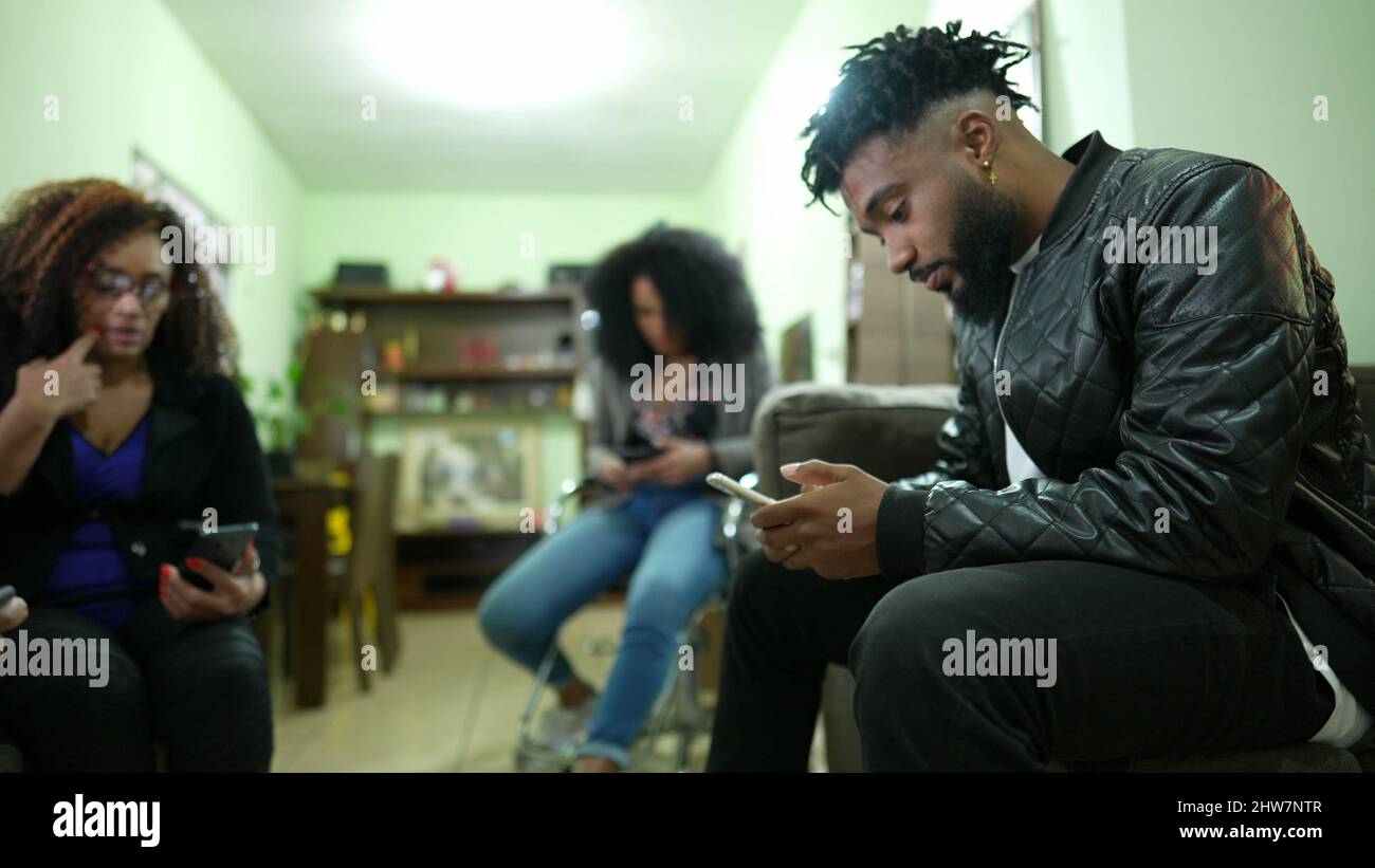 Young people looking at phone screens group staring at smartphone Stock ...