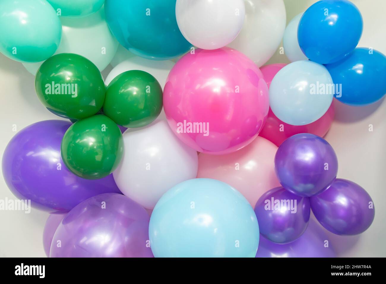 colorful balloons , different shapes balloons background Stock Photo ...