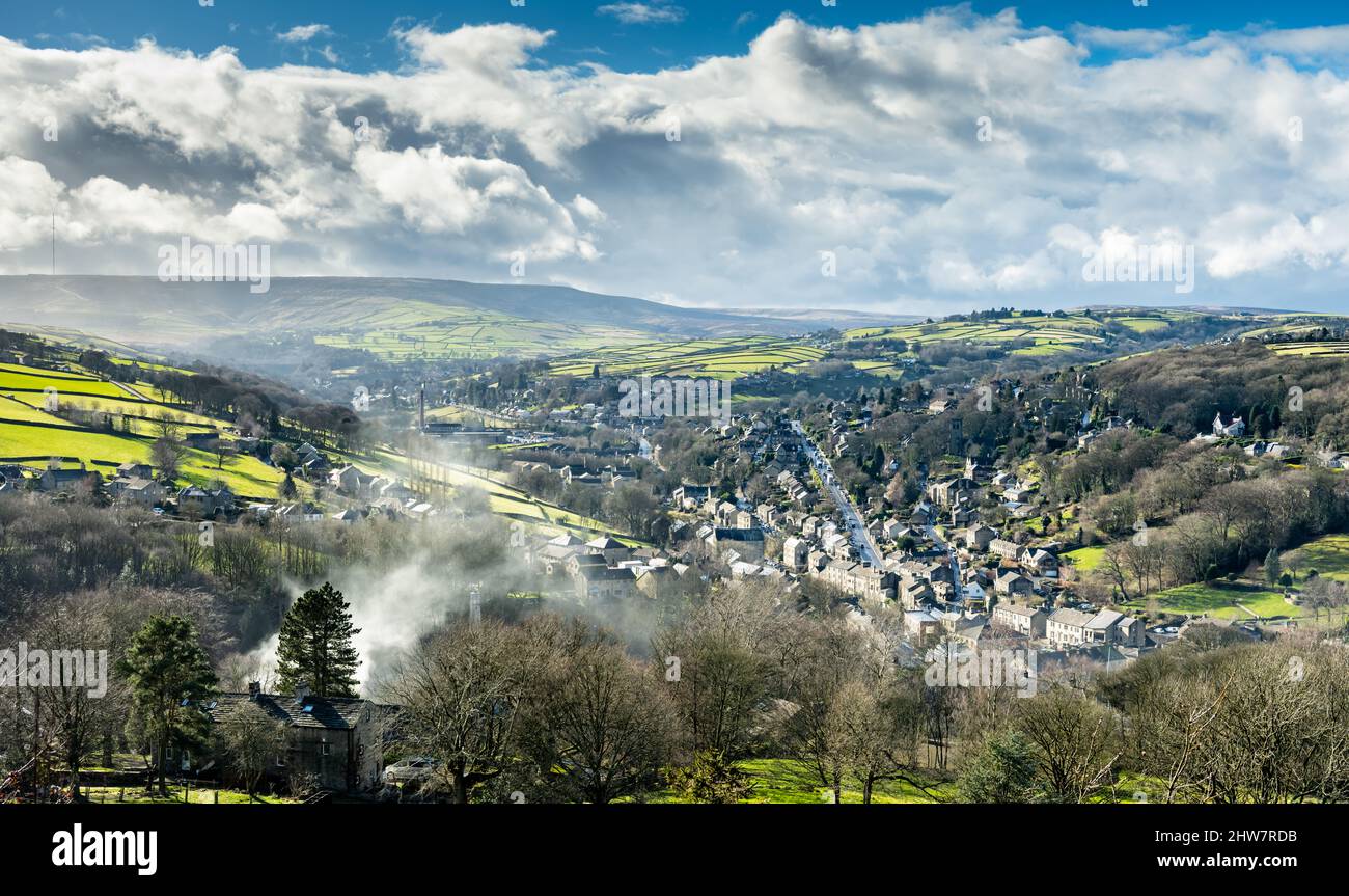 Garden fire on a sunny spring day in Holmfirth, West Yorkshire ...