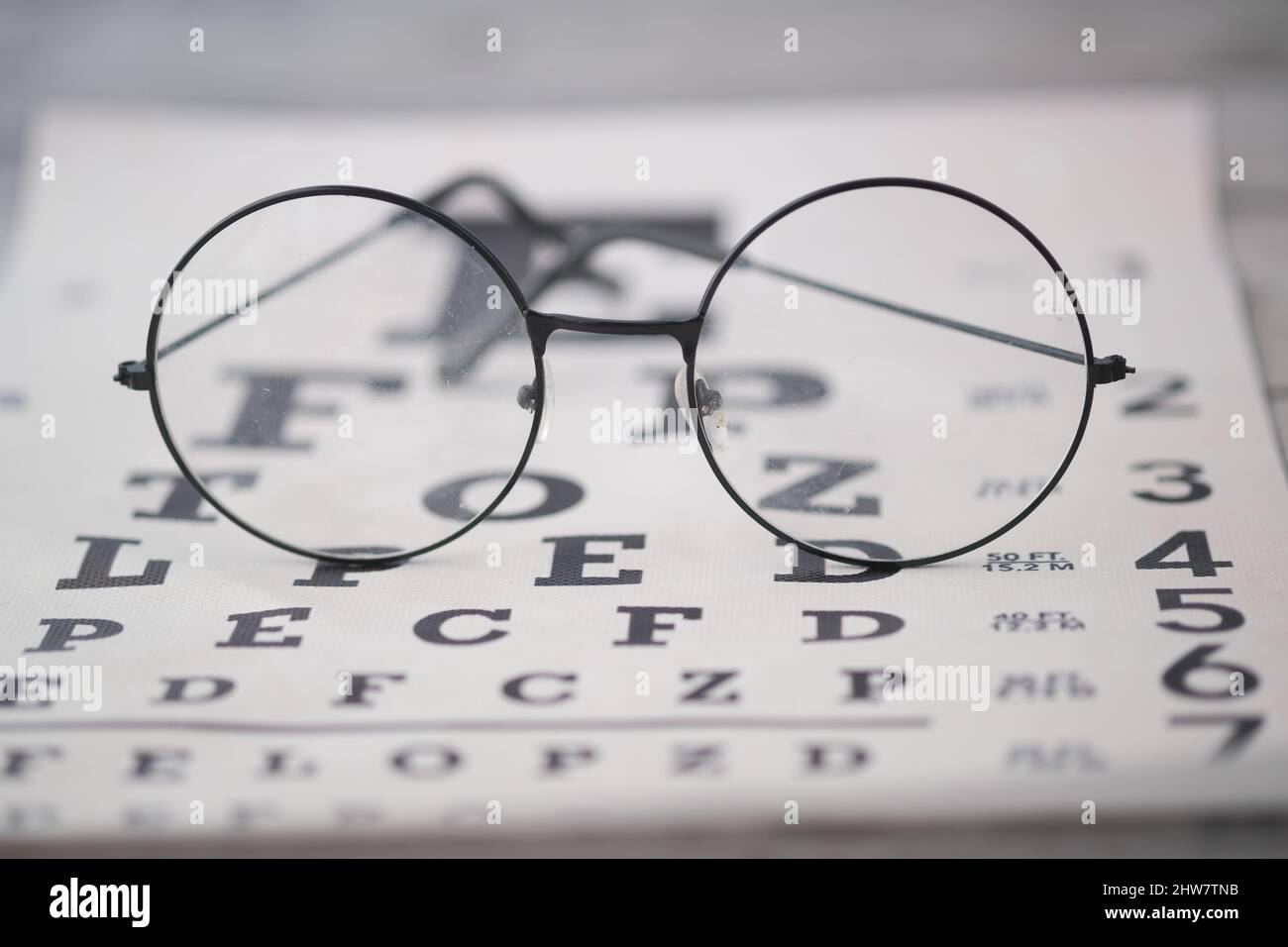 Ophthalmologist accessories glasses with a test target for vision ...