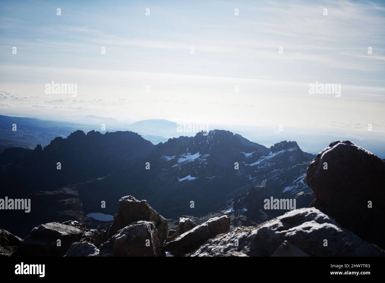 Scenic landscapes of the Mount Kenya partially covered by snow in ...