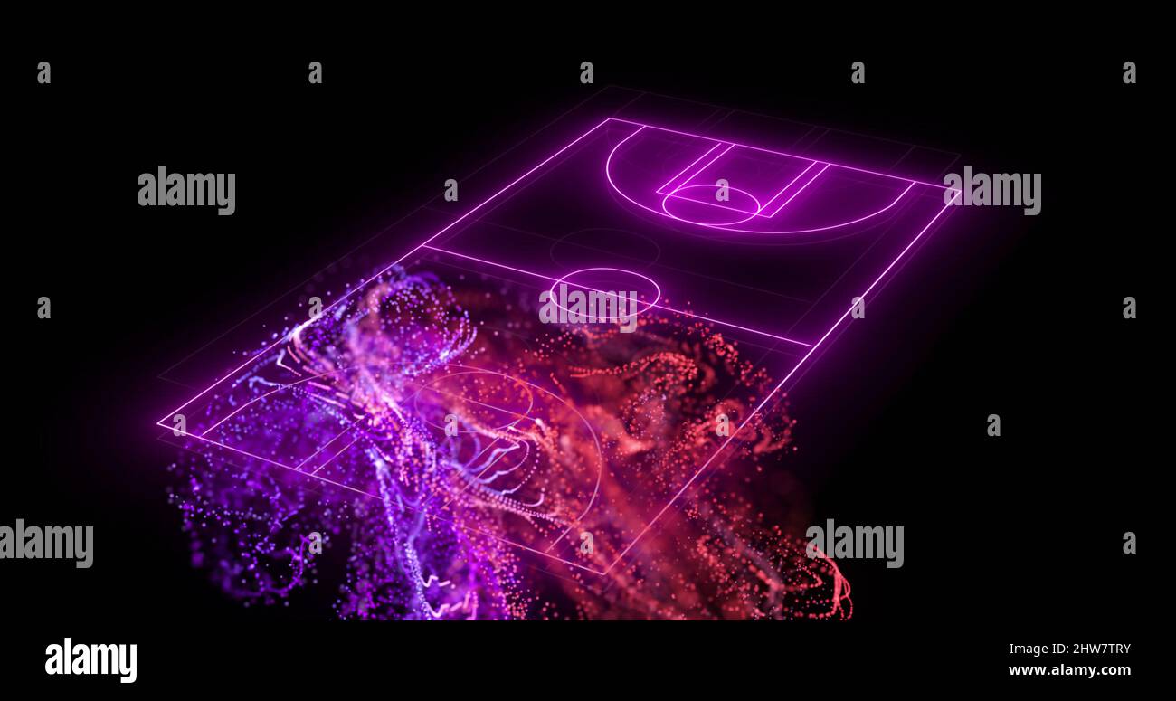Neon Basketball Court Night Street Basketball Court And Neon
