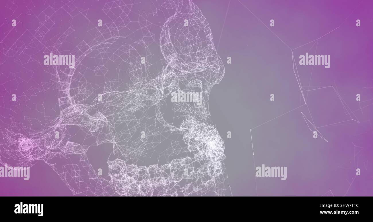 Digital image of network of connections forming a human skull against ...