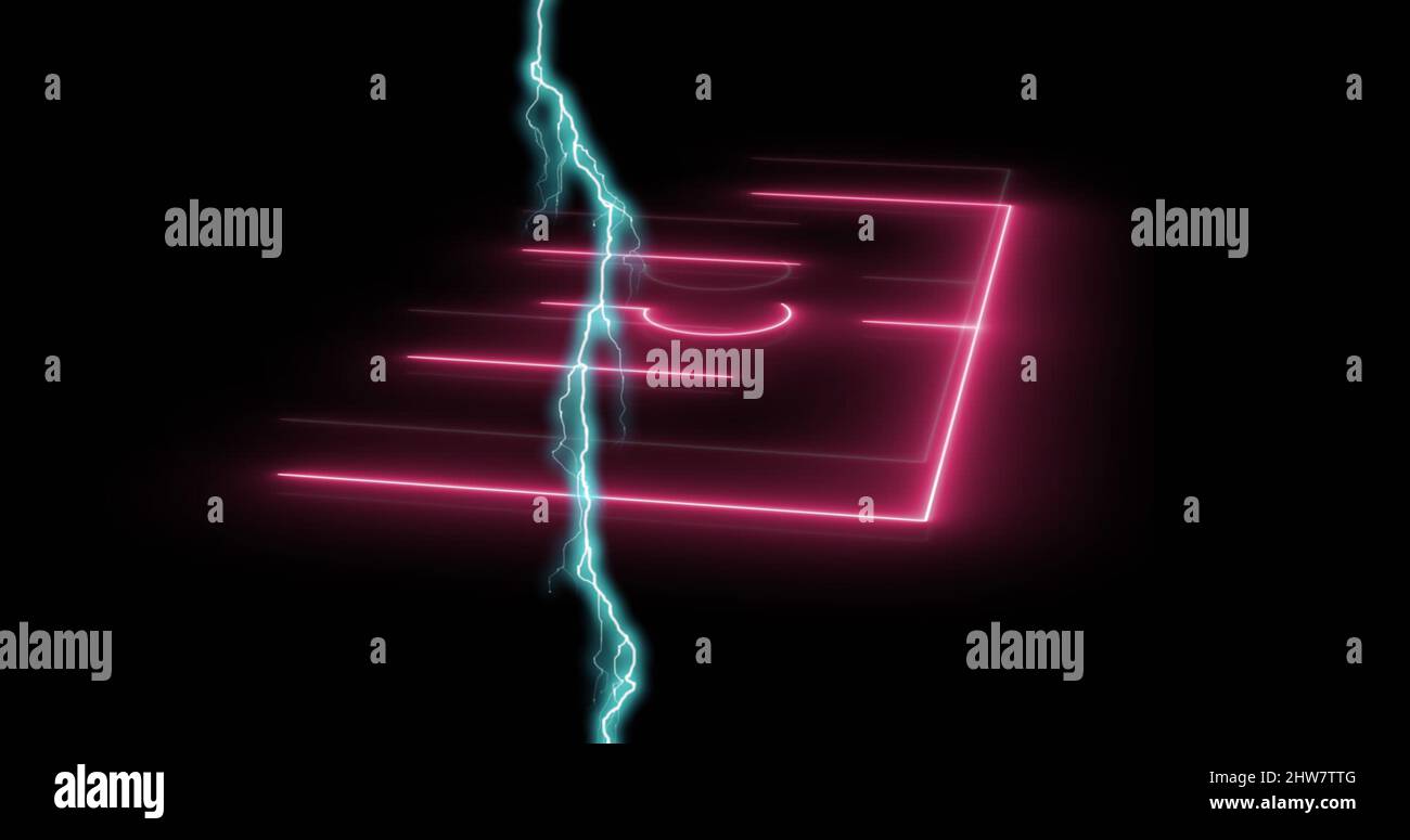 Image of neon pink sports field and blue lightnings Stock Photo - Alamy