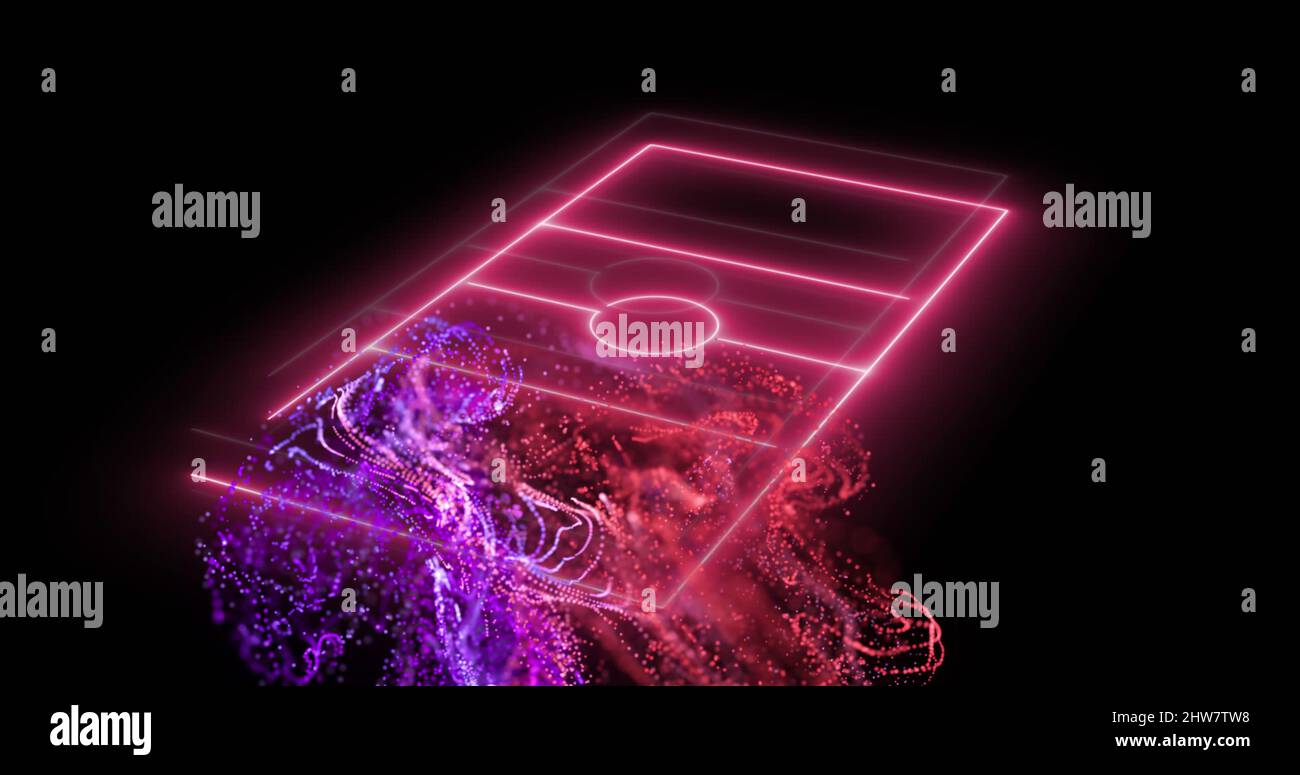 Image of pink neon sports field and clouds of smoke Stock Photo - Alamy