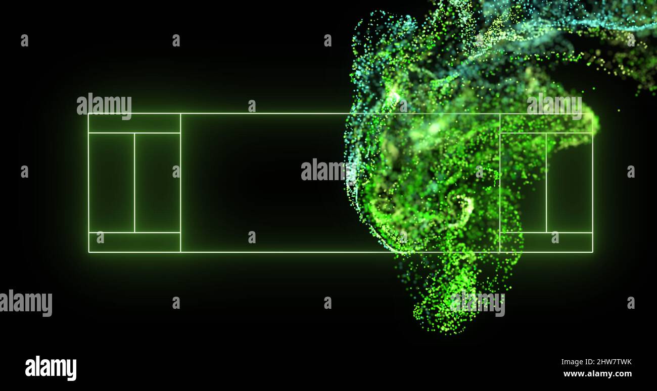 Image of green neon football field and green particles Stock Photo - Alamy