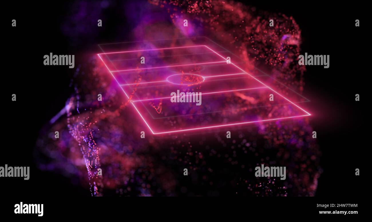 Image of pink neon sports field and clouds of smoke Stock Photo - Alamy