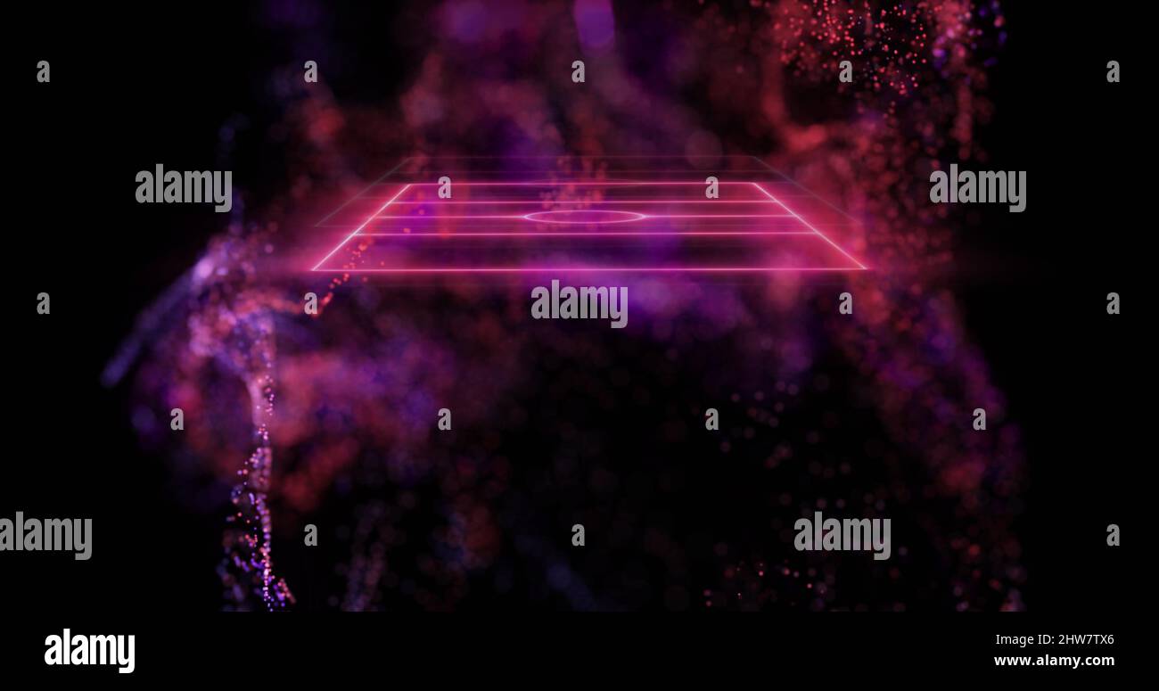 Image of pink neon sports field and clouds of smoke Stock Photo - Alamy
