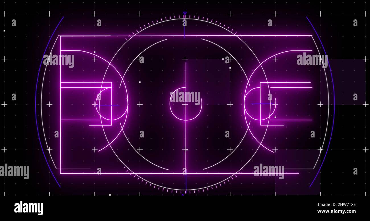 Neon Basketball Court Night Street Basketball Court And Neon