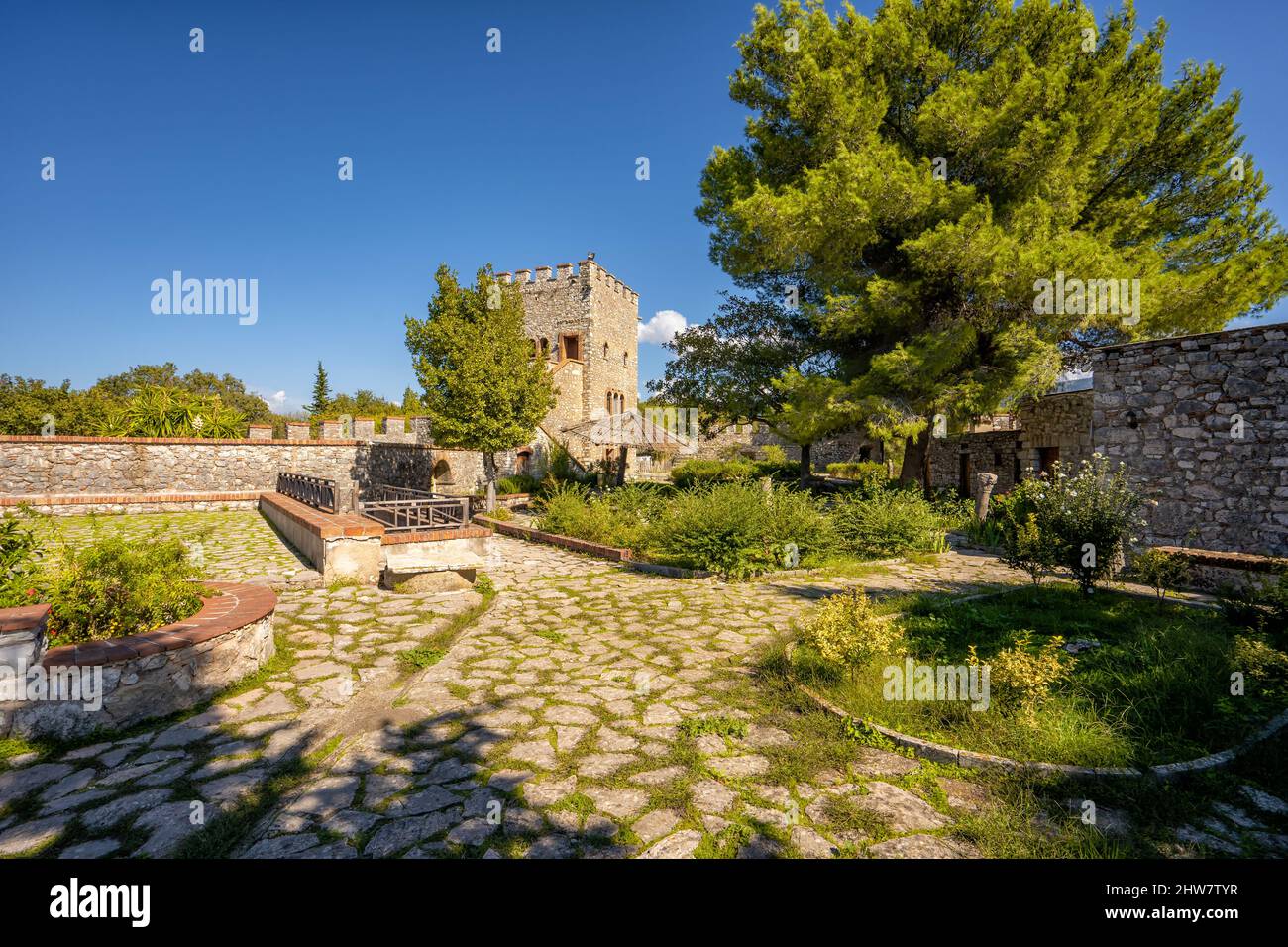 Venetian Tower in the ancient city in Butrint National Park, Buthrotum ...