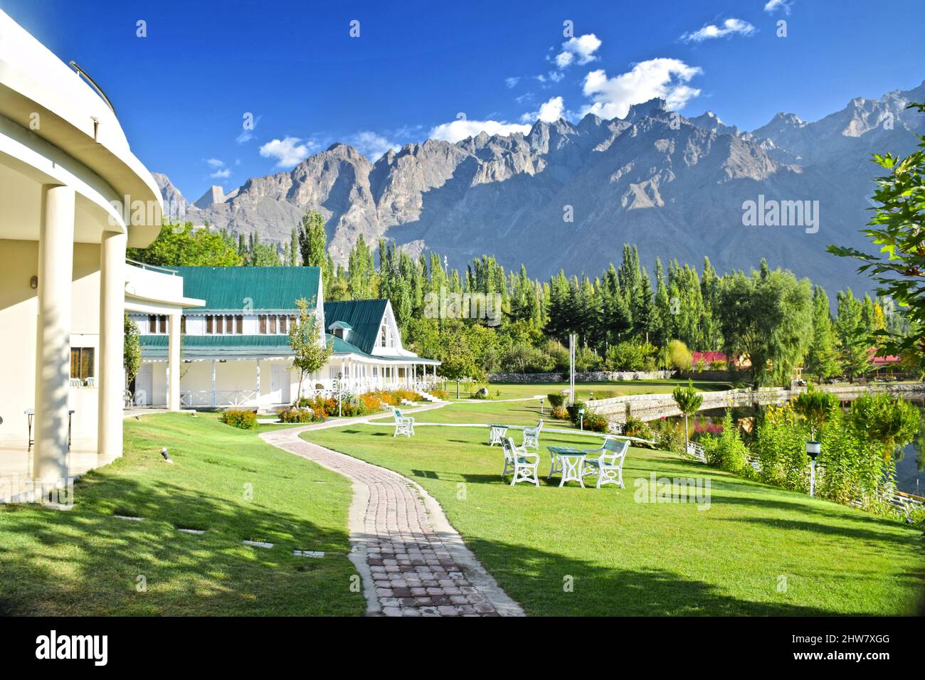 Beautiful house with hills in the background Stock Photo - Alamy
