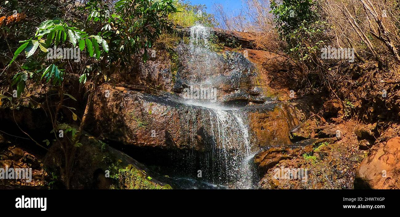 Waterfall in Brazil called the Paduas, waterfall with trail in the ...