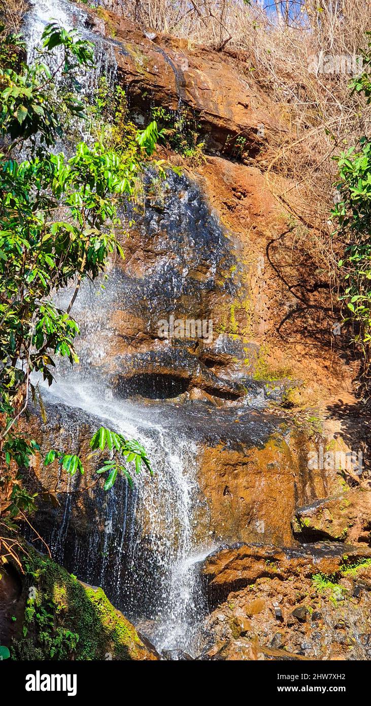 Waterfall in Brazil called the Paduas, waterfall with trail in the ...