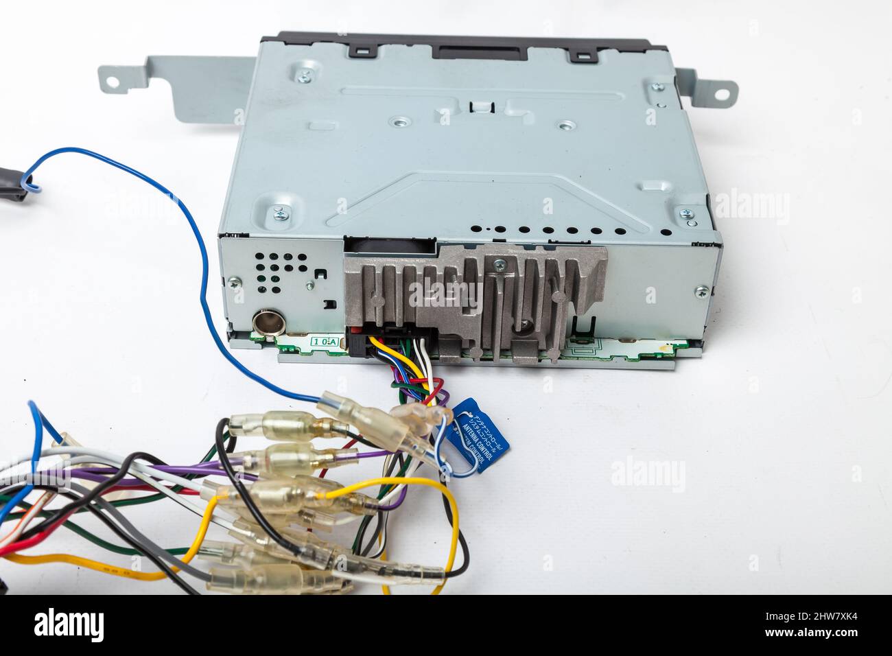 an audio system 1din and a radio in gray and black plastic of car with ...