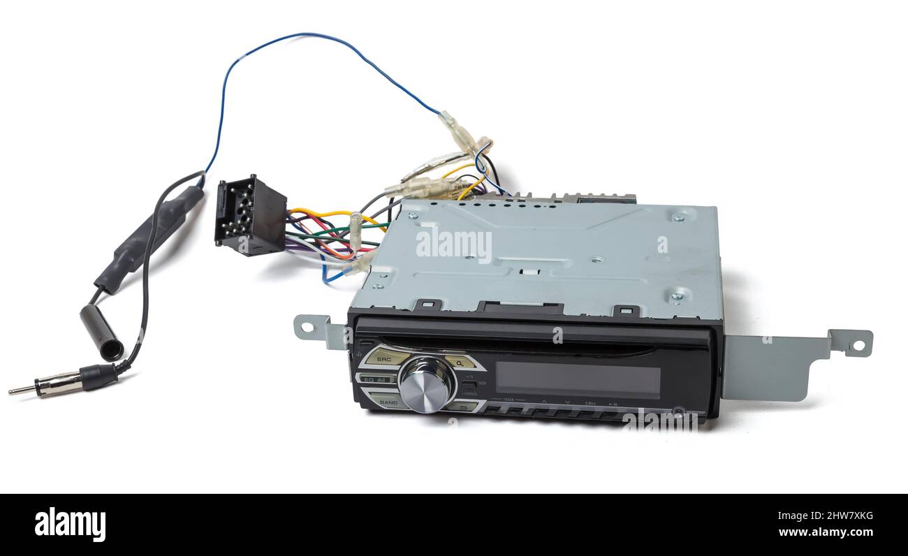 an audio system 1din and a radio in gray and black plastic of car with ...