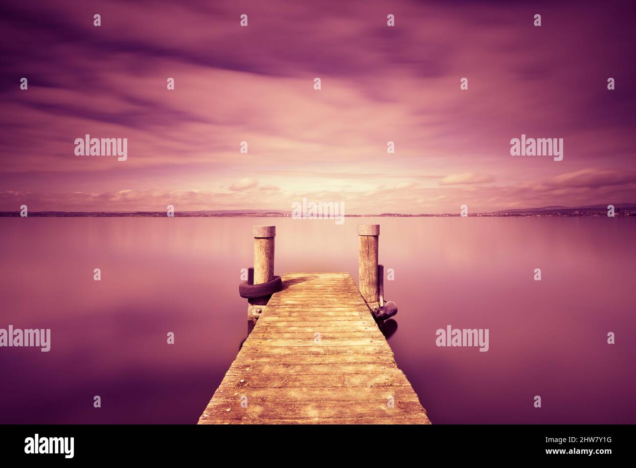 Lake Zug in Switzerland. Wooden pier Stock Photo - Alamy