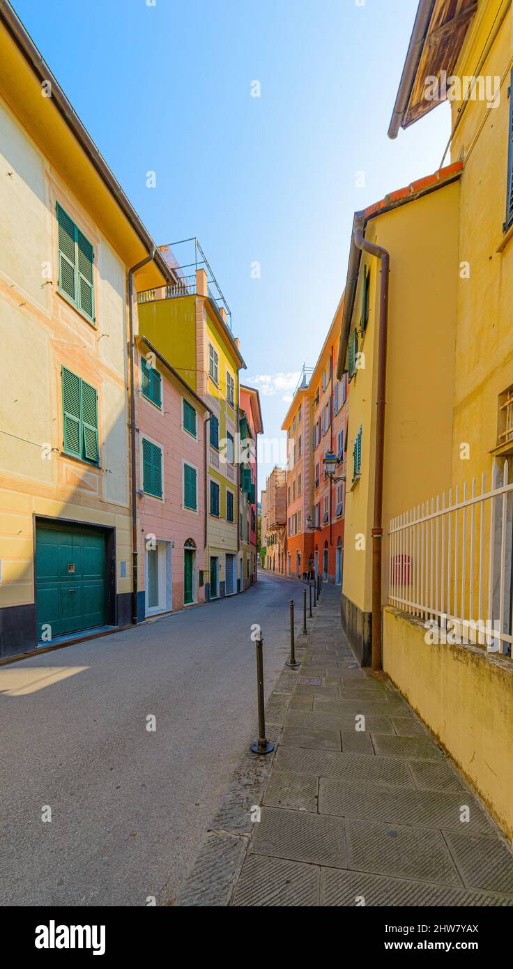Traditional colors of the house, walls, doors, windows. Italy Stock ...