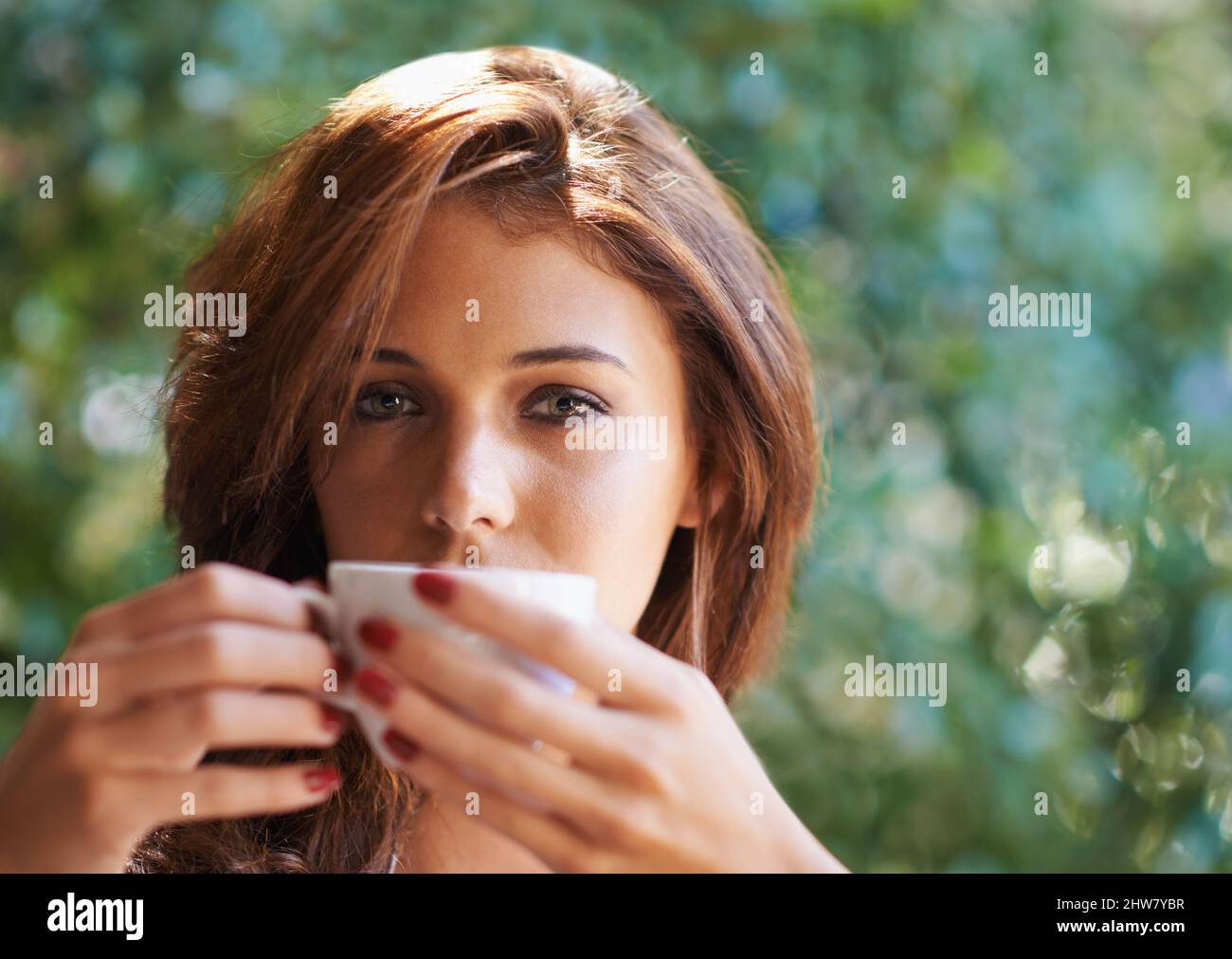 Woman relaxing cup coffee hi-res stock photography and images - Alamy