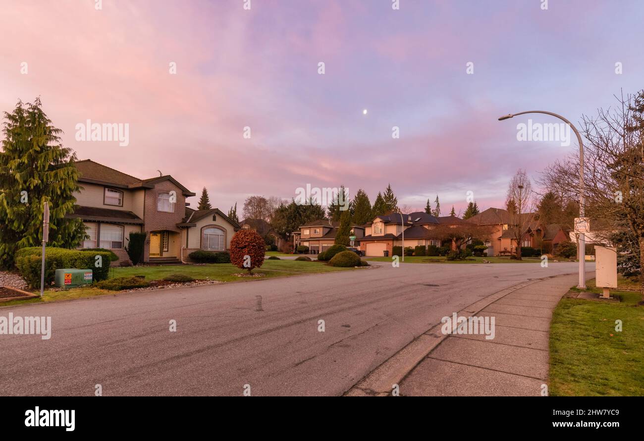Beautiful Street view in the Residential Neighborhood Stock Photo - Alamy