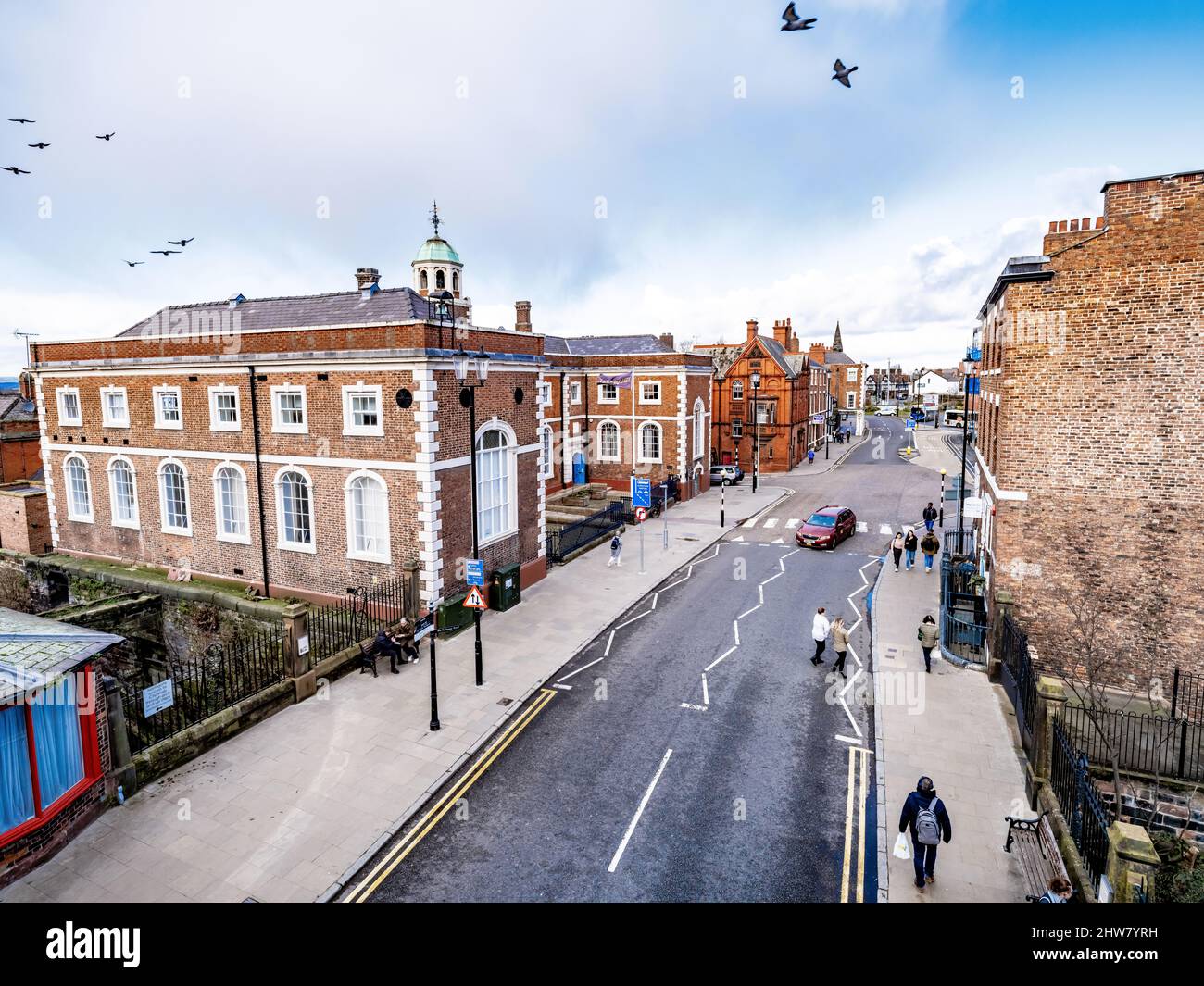 View of Blue Coat Hospital from the City wall at North Gate, Chester ...