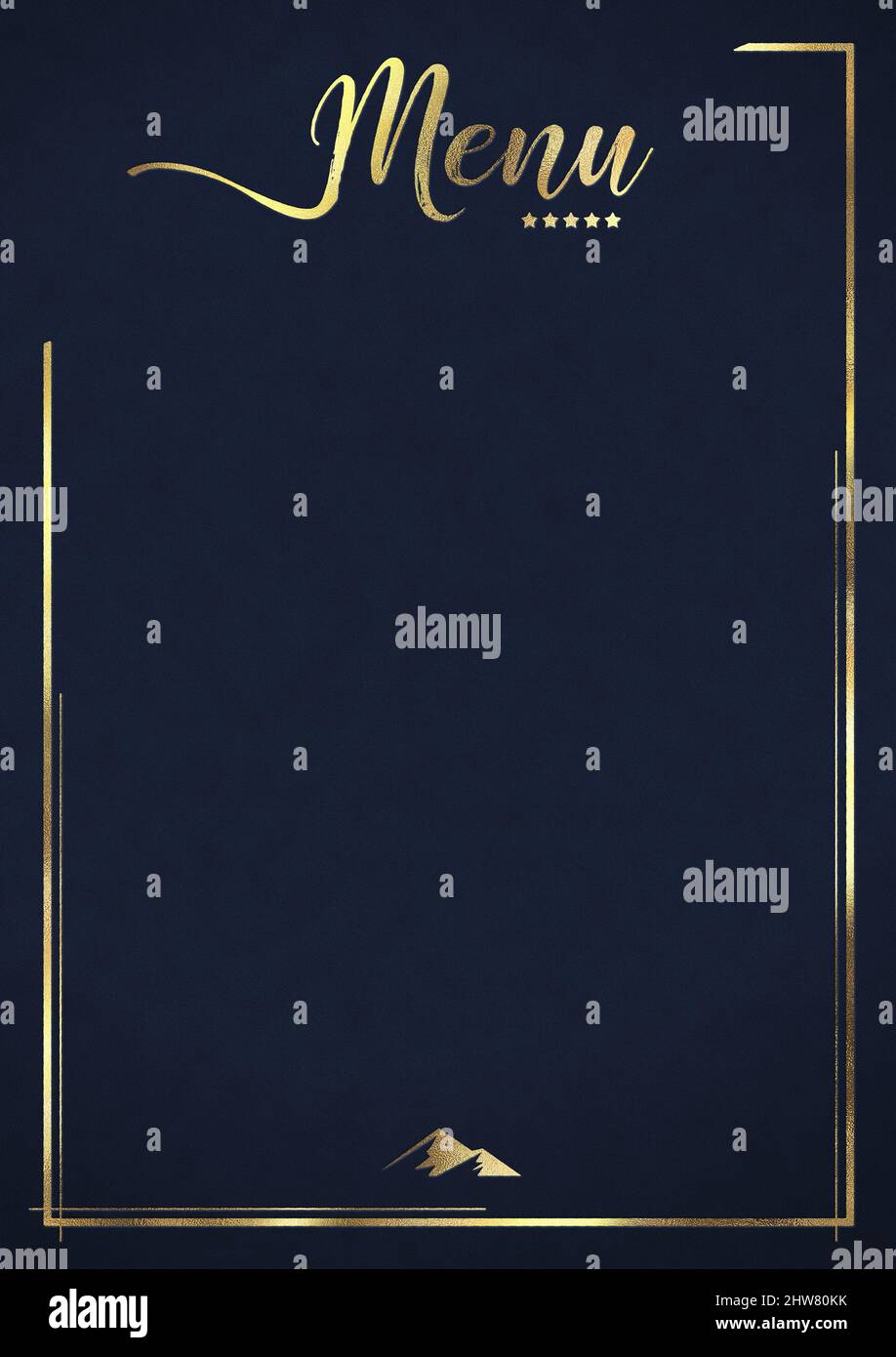 Blue Luxury Restaurant Menu Background Suede with Embossed Gold Lines ...