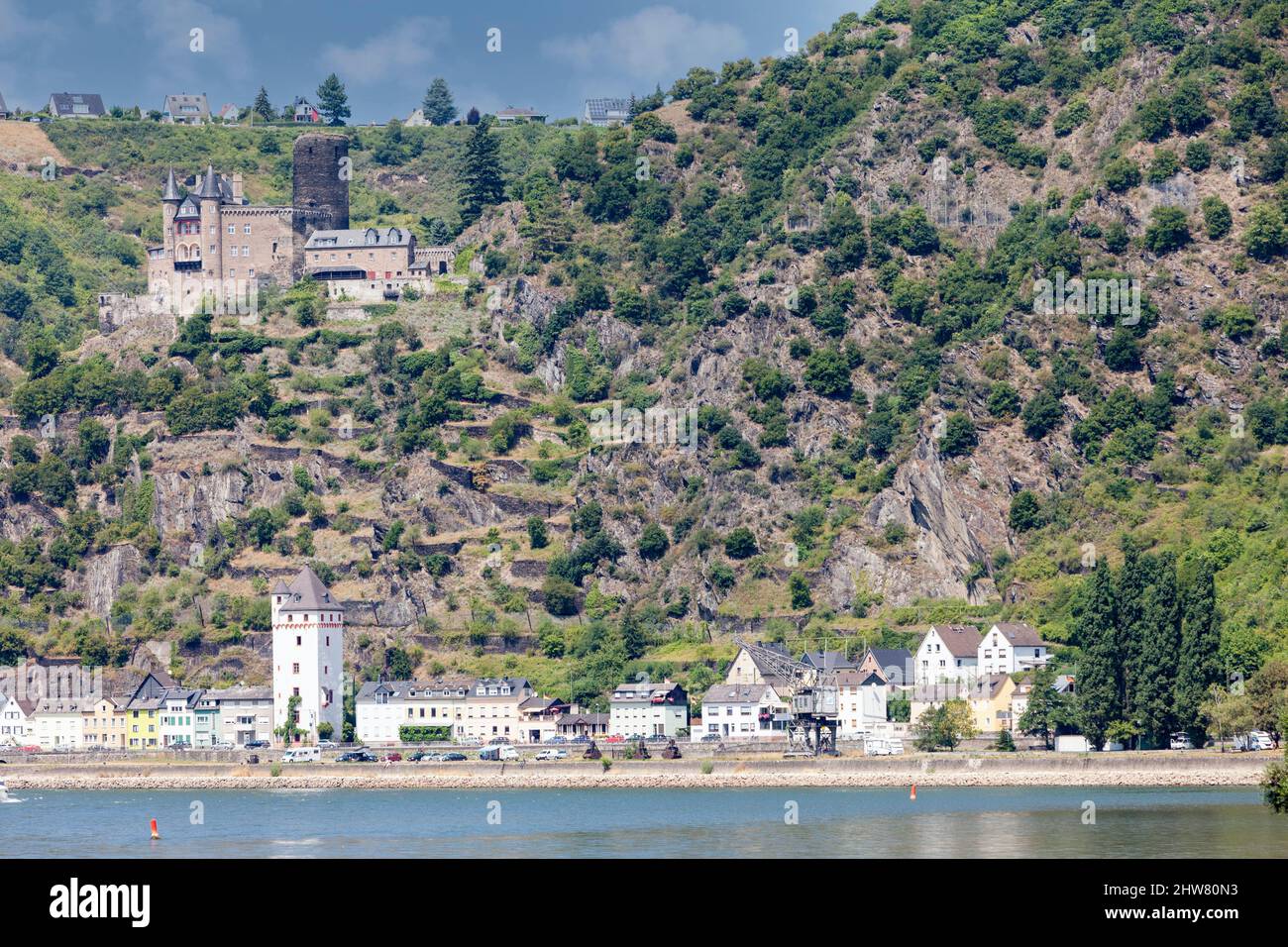 Rhine River, Germany. Katz Castle (Burg Katz), 14th Century, above St ...