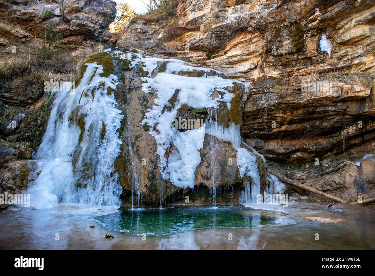 Seven waterfalls of Campdevanol iced Ripoll Girona province Catalonia ...