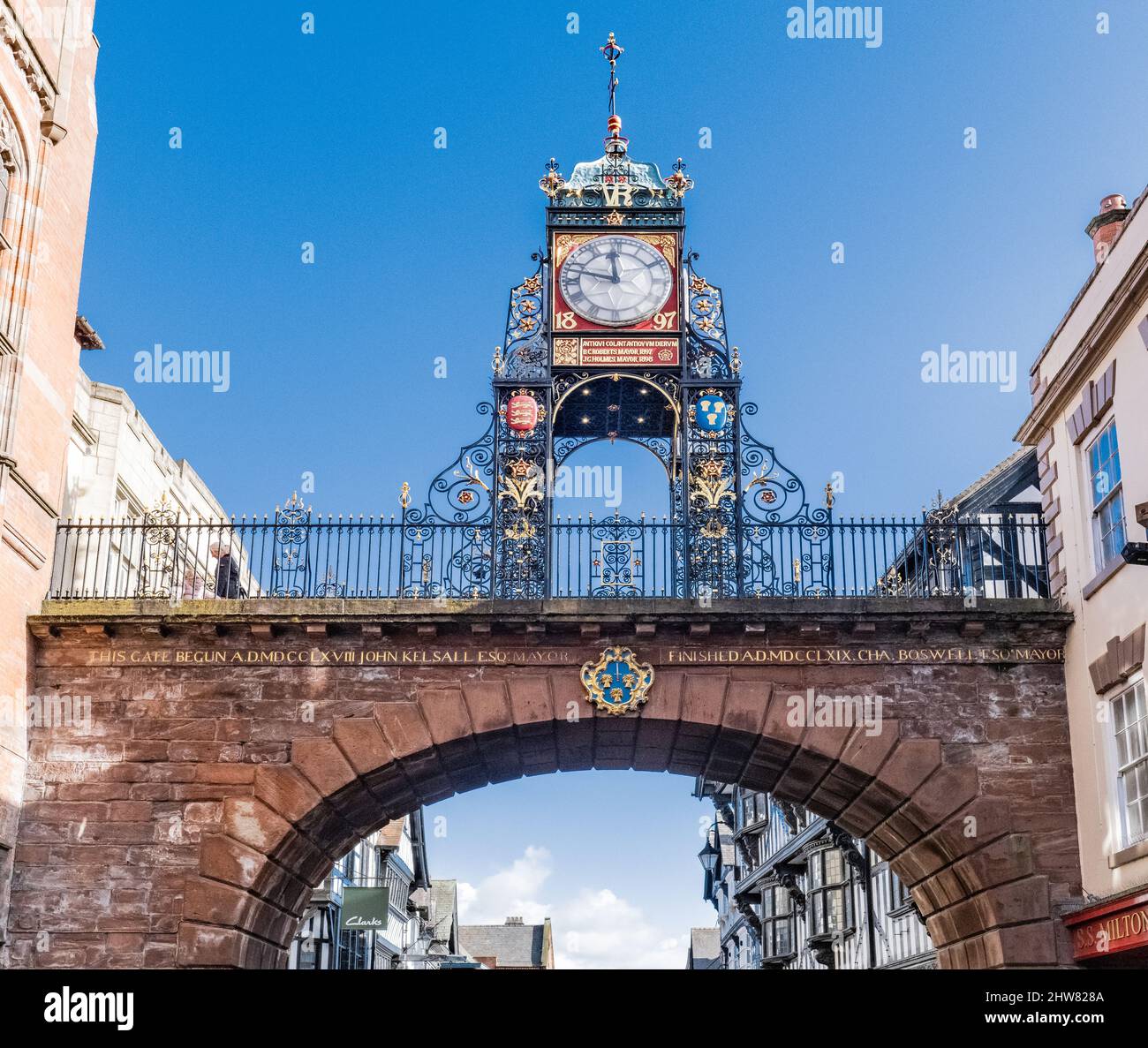 Eastgate Clock in Chester, Cheshire, England, stands on the City wall ...