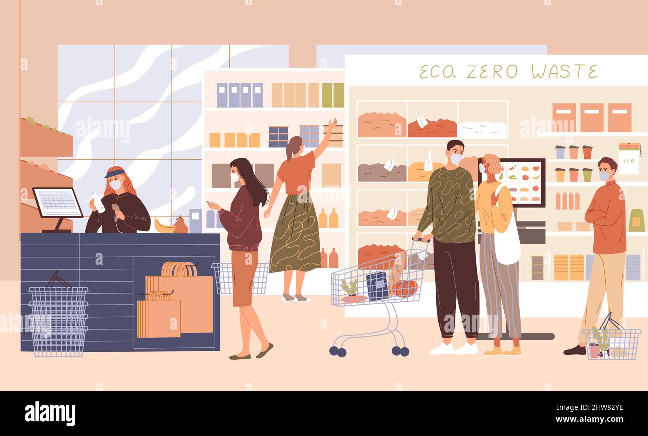 People in store in masks Stock Vector Images - Alamy