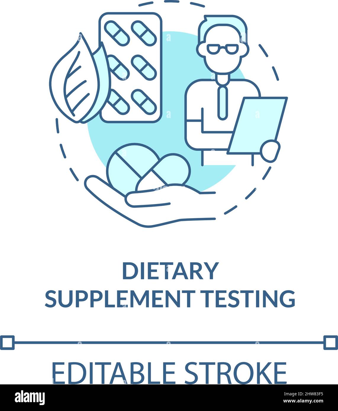 Dietary supplement testing turquoise concept icon Stock Vector Image ...