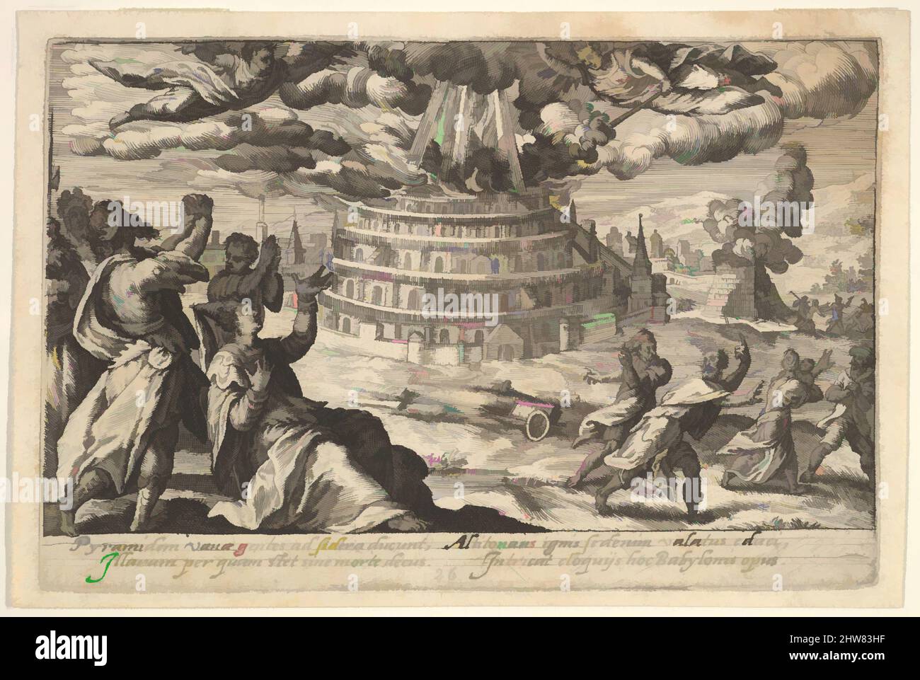 Art inspired by Destruction of the Tower of Babel: at right men and ...