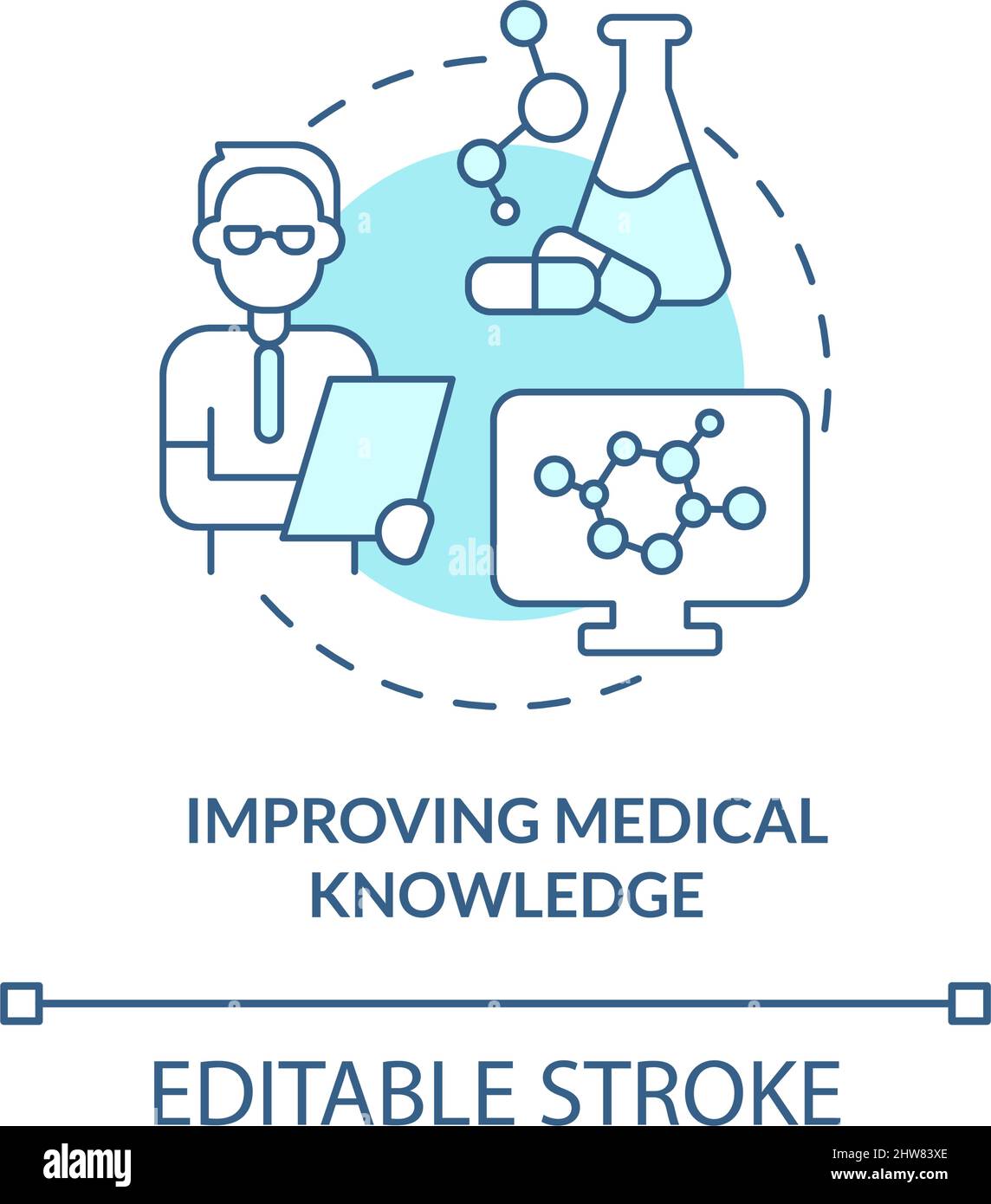 Improving medical knowledge turquoise concept icon Stock Vector Image ...