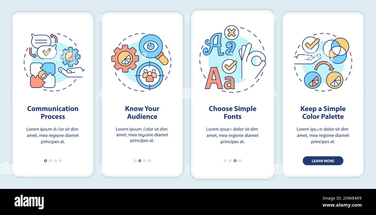 Graphic design rules onboarding mobile app screen Stock Vector Image ...