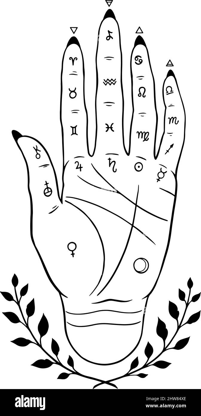 Palm reading palmistry Black and White Stock Photos & Images - Alamy